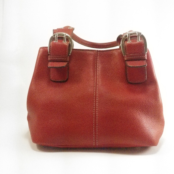 Tignanello | Bags | Tignanello Red Pebbled Leather Perfect French Tote ...
